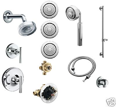 KOHLER PURIST CHROME ROUND WATERTILE BODY SPRAYS MULTI HAND SHOWER ...